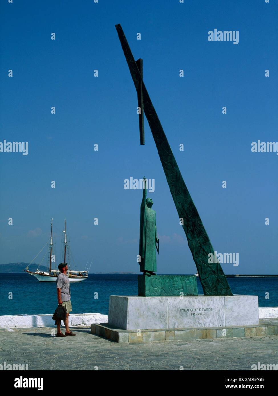 Monument to Pythagoras. Monument to the Greek philosopher Pythagoras ...