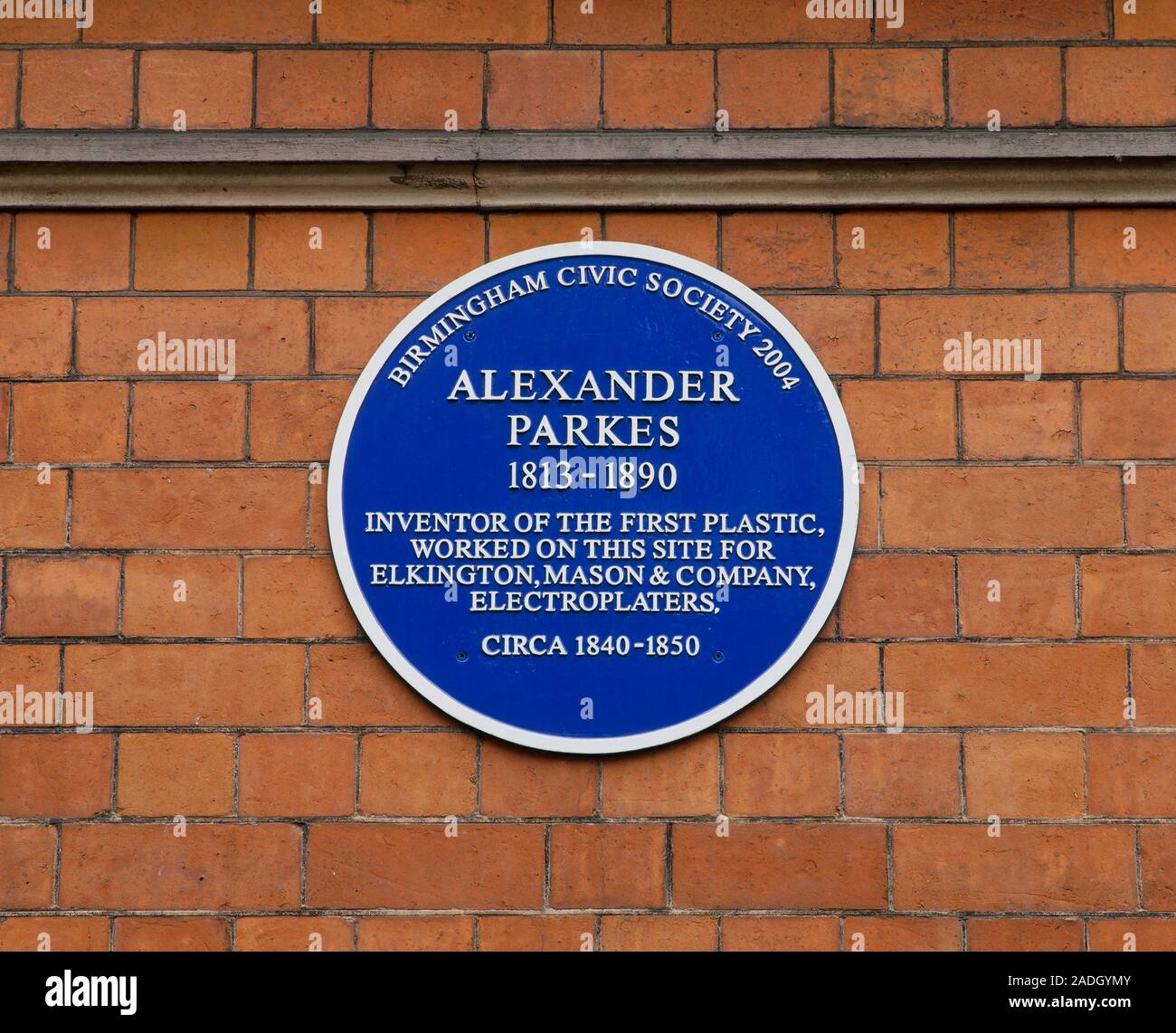 Commemorative plaque honouring Alexander Parkes, (1813-1890) inventor ...
