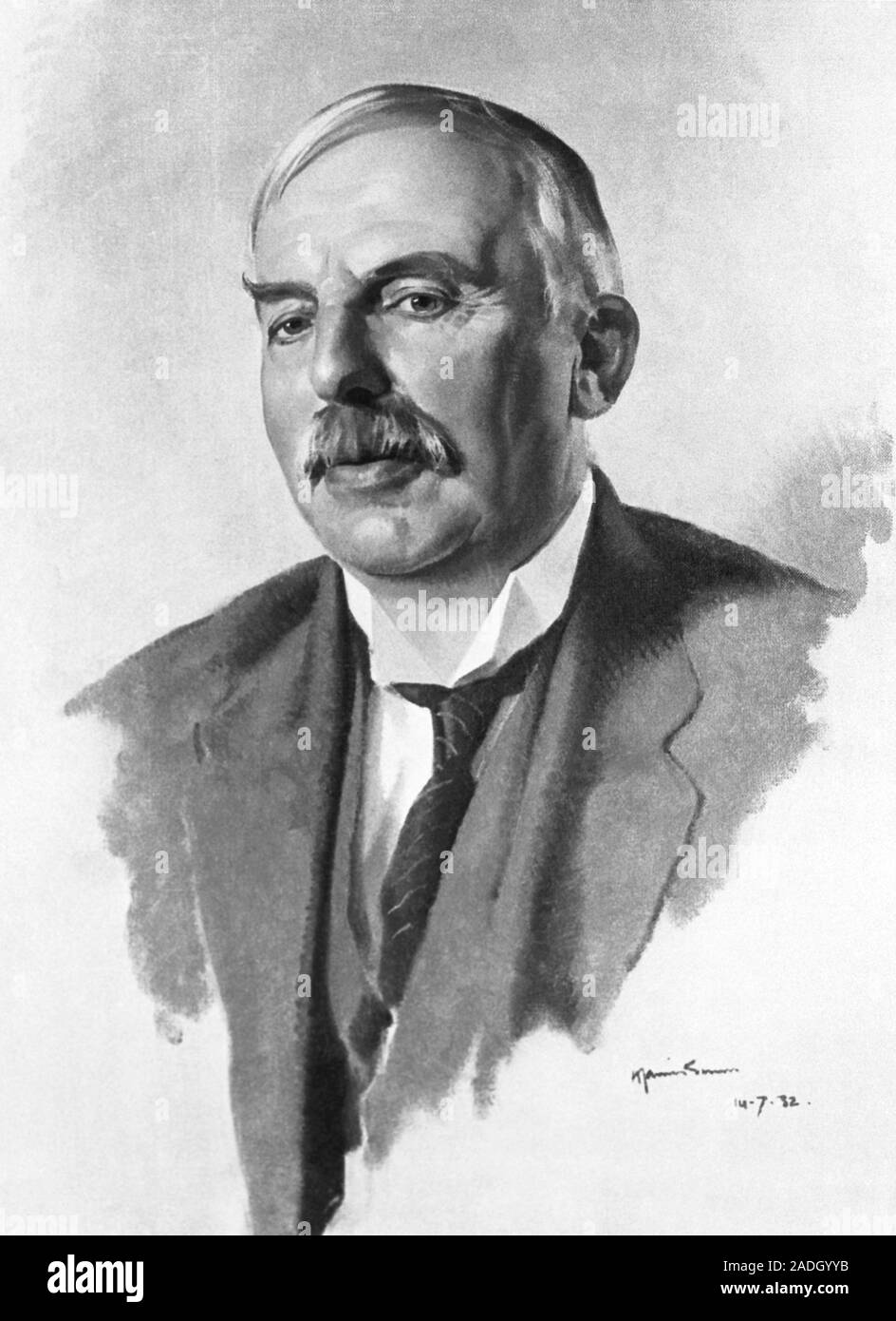 Drawing done by J. Gunn (1932) of the New Zealand born physicist Sir ...