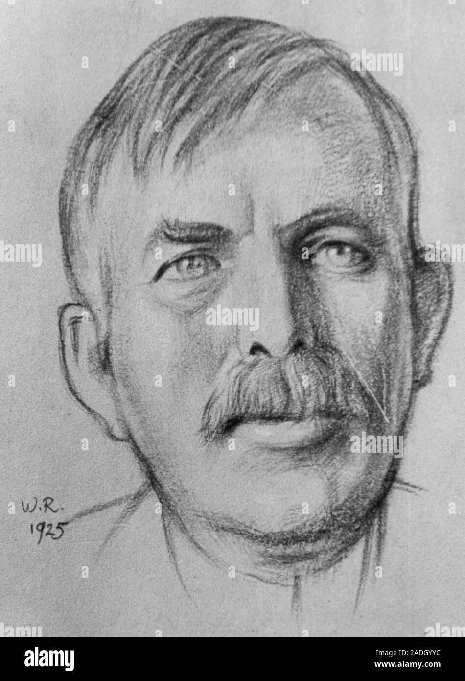 Drawing done by W. Rothenstein (1925) of the New Zealand born physicist ...