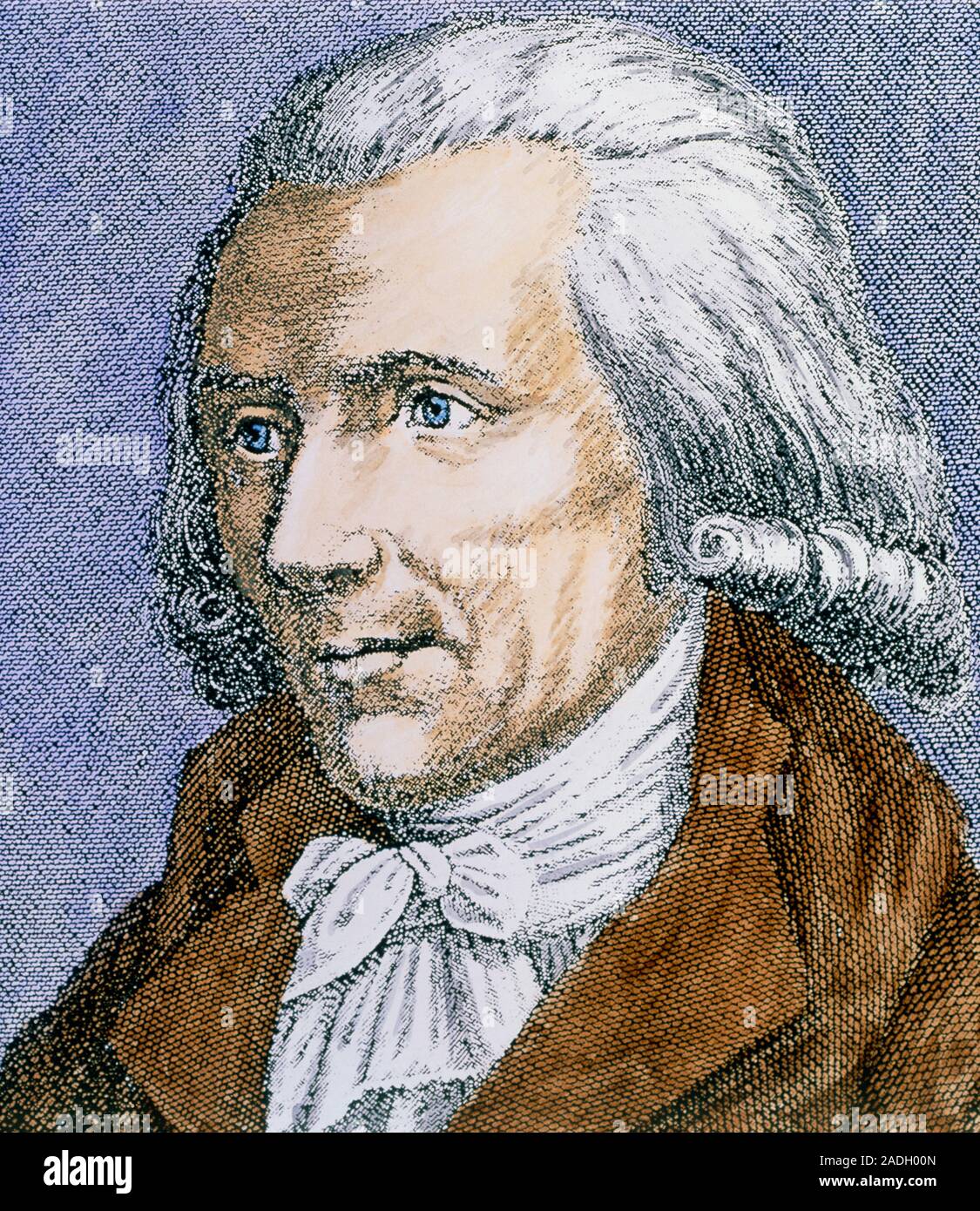 Count Rumford. Coloured engraving of American- British physicist Count ...