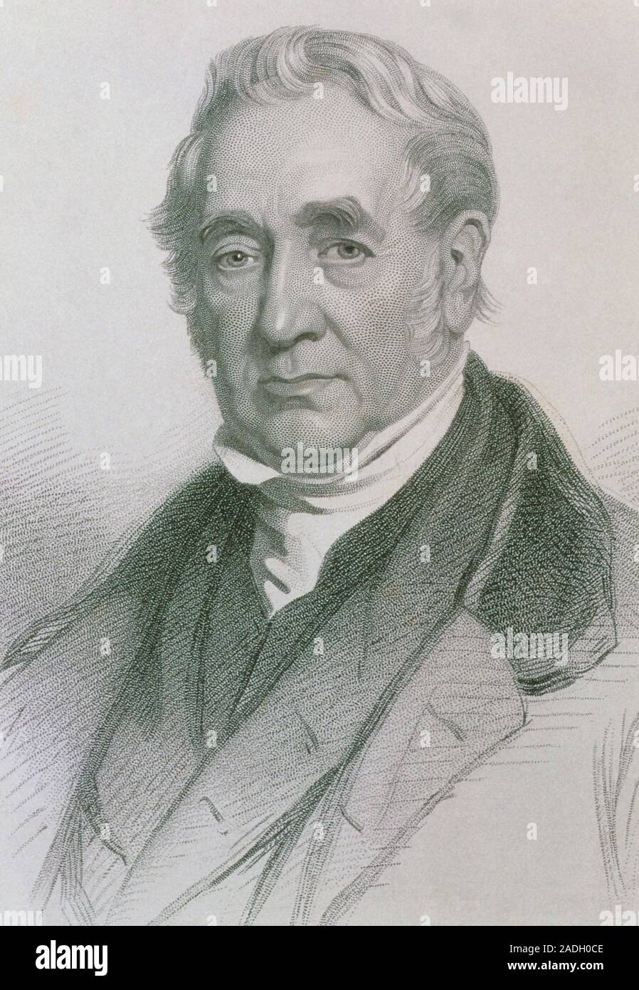 George Stephenson. Engraving of George Stephenson (1781-1848), British ...