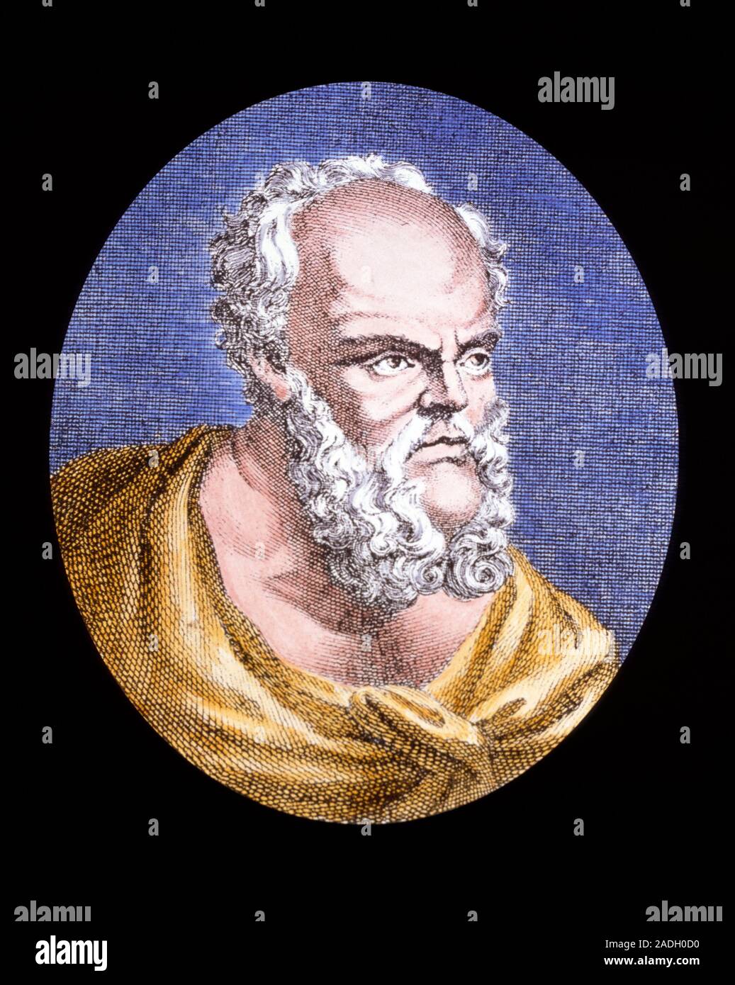 Socrates. Coloured portrait of the ancient Greek philosopher Socrates ...