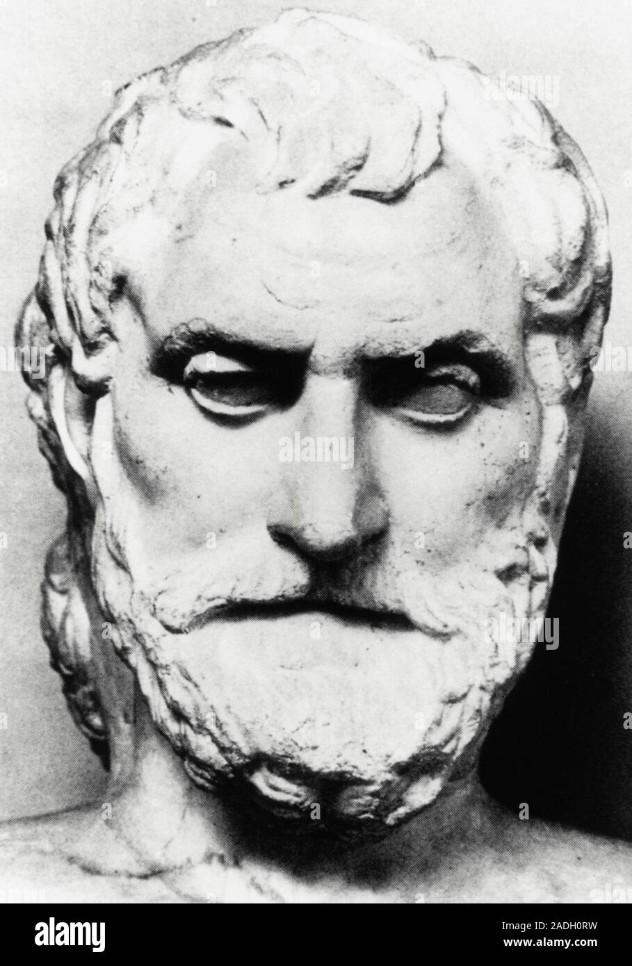 Thales. Bust of the Greek philosopher Thales (624- 546 BC), who is ...