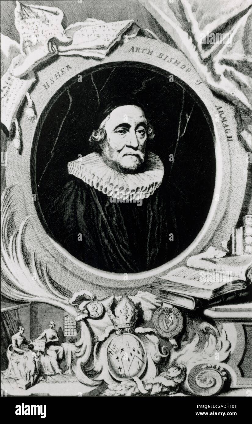 James Ussher. Engraving of James Ussher (1581- 1656), Irish clergyman ...
