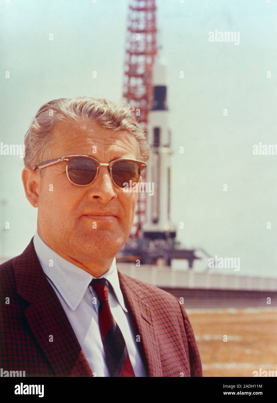 Portrait of the German-American rocket scientist Dr. Wernher von Braun ...