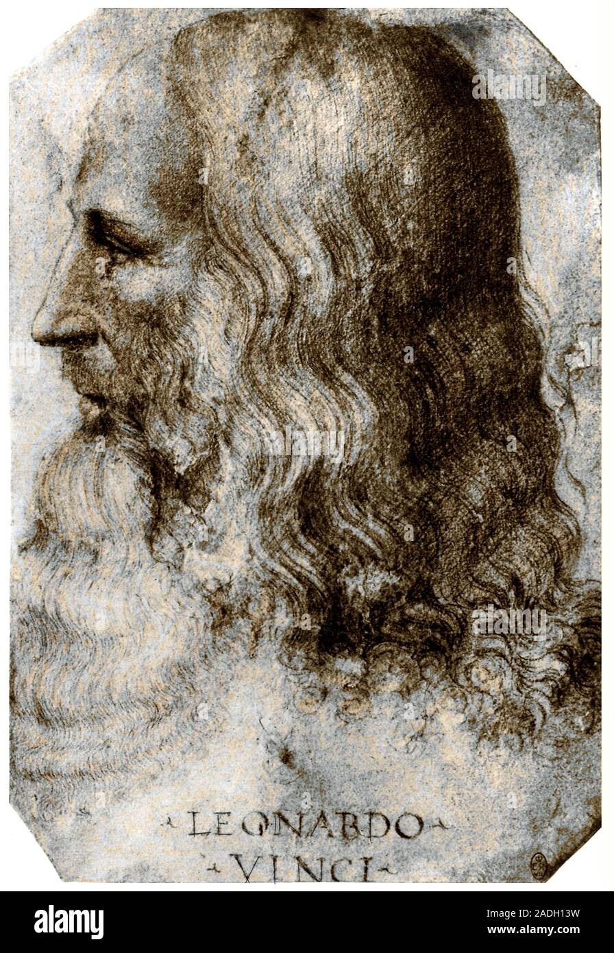 Leonardo da Vinci. Historical portrait of the Italian scientist and ...