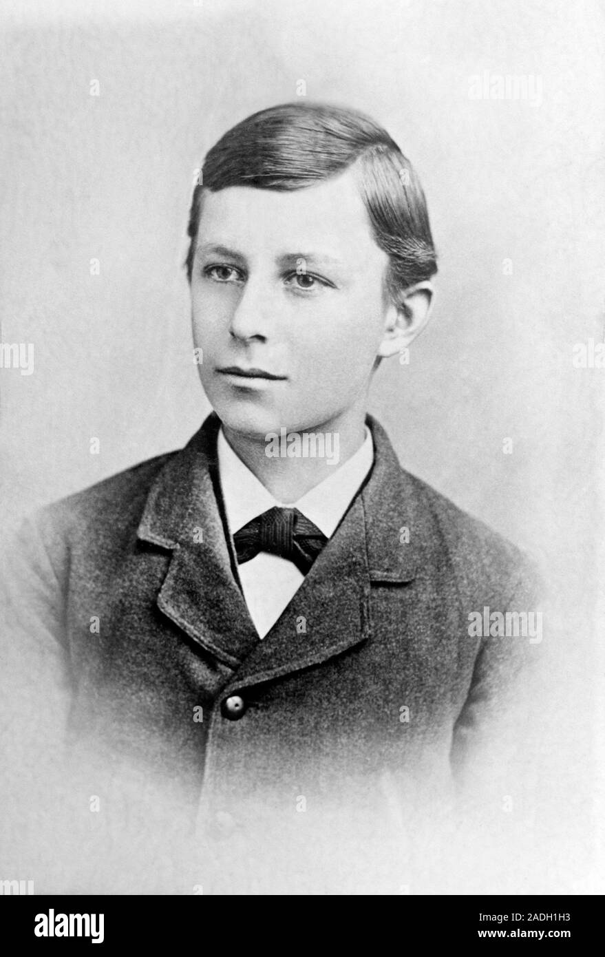 Wilbur Wright (1867-1912), future US aviator, childhood photograph. Wilbur and his brother ...