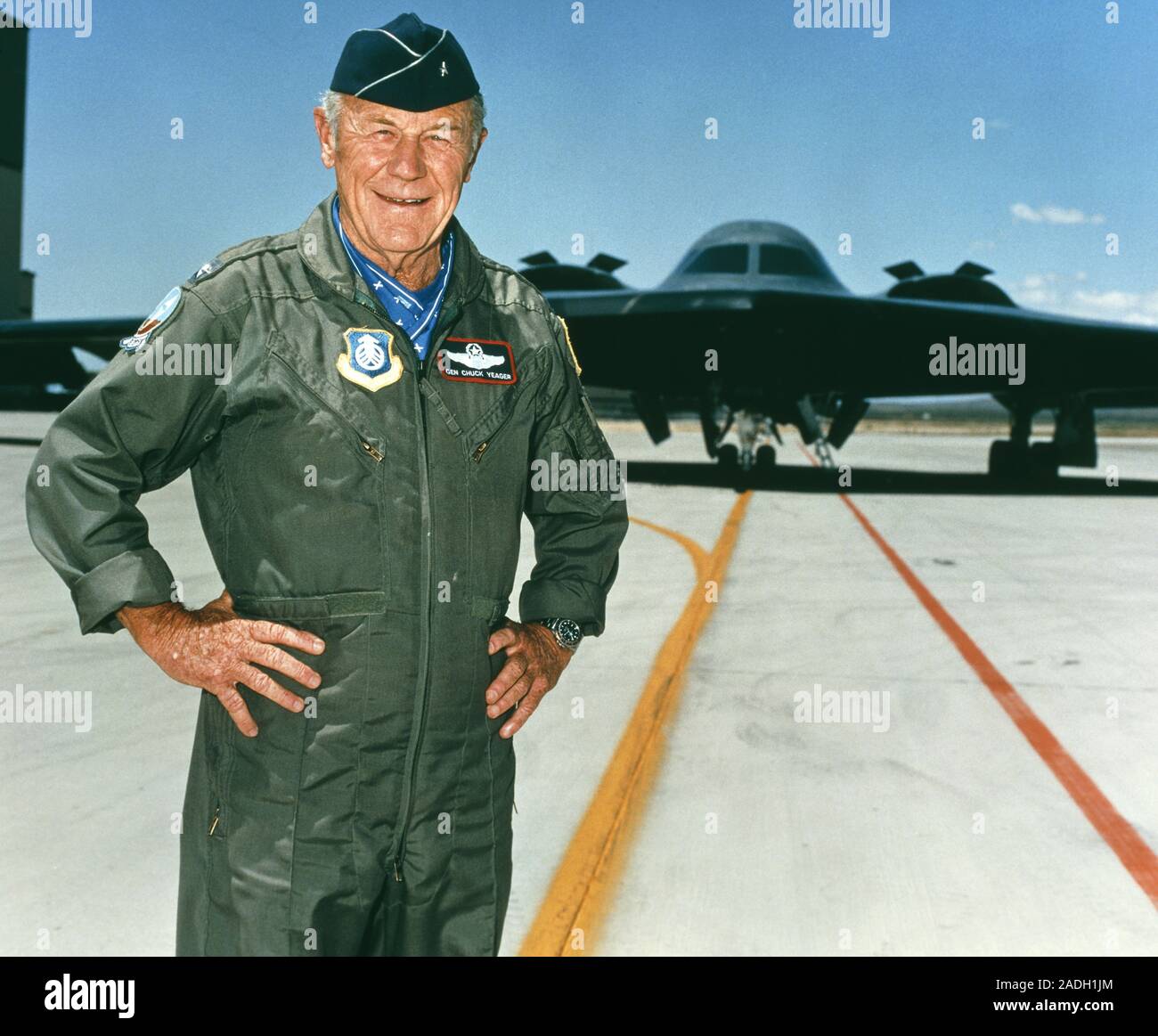 Chuck" Yeager. Portrait of Charles Elwood "Chuck" Yeager (born 1923 ...