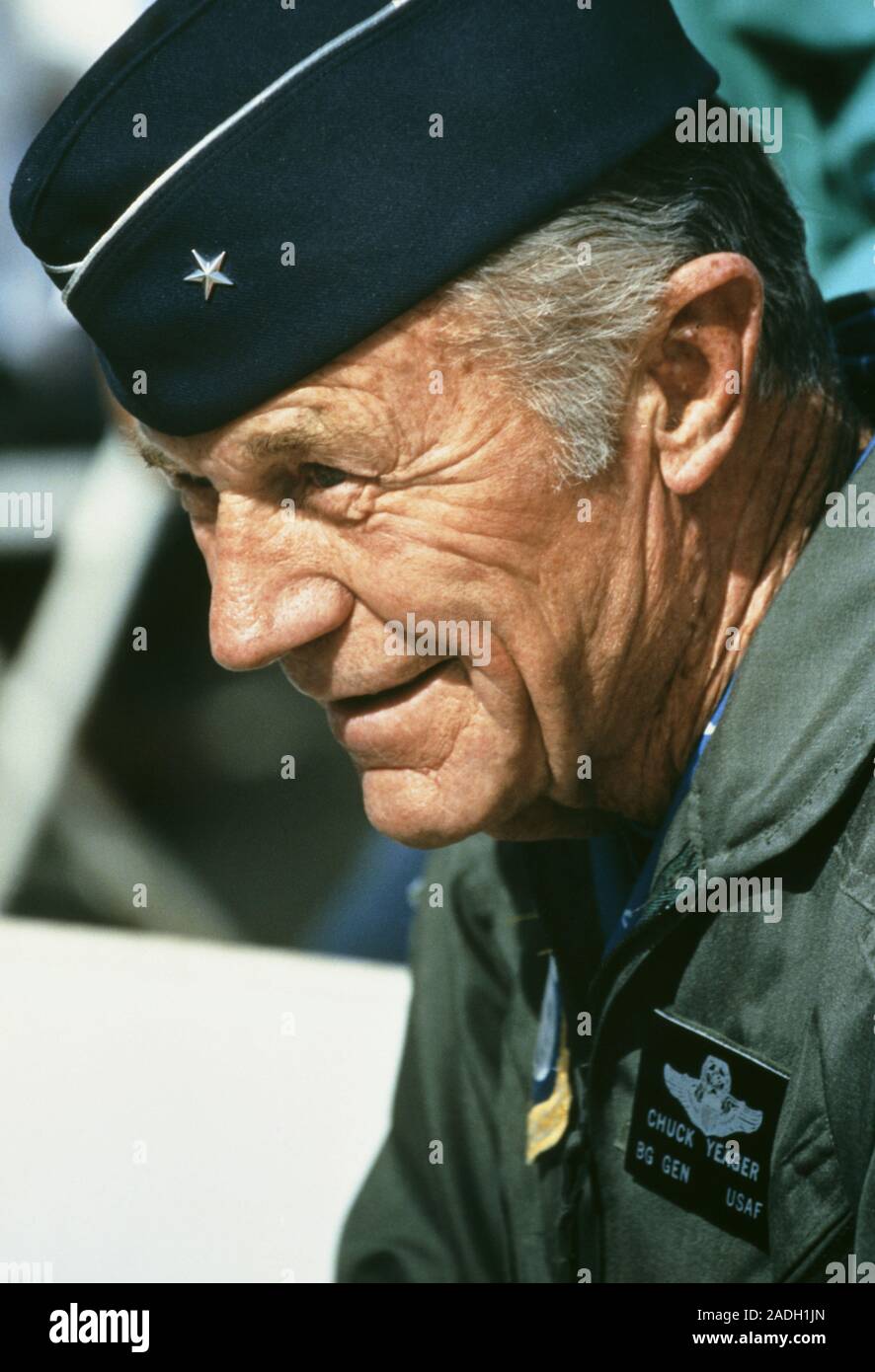 Chuck" Yeager. Portrait of Charles Elwood "Chuck" Yeager (born 1923 ...