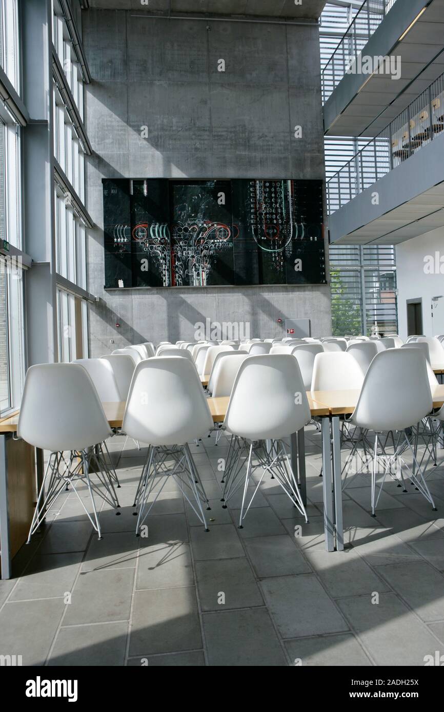 Modern classroom. Chairs and desks in a classroom at a grammar school ...