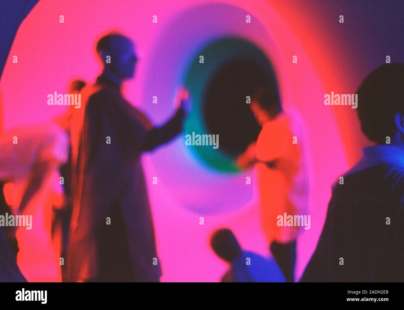 Colourscape. Visitors inside the Colourscape, a sculpture consisting of ...