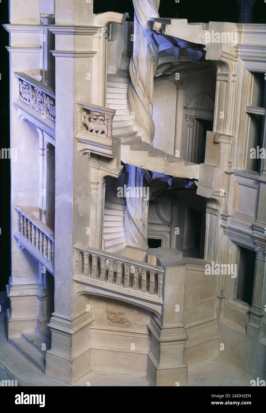 Staircase model. Model of the spiral staircase that is part of the ...