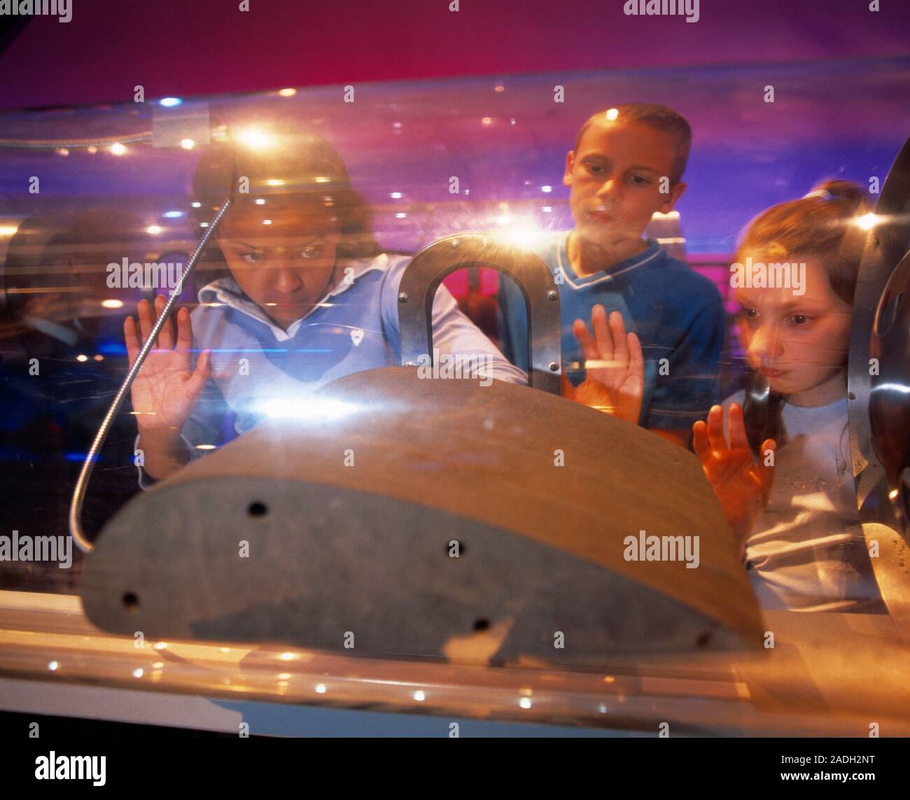 Magna science centre. Children playing with an interactive exhibit at ...