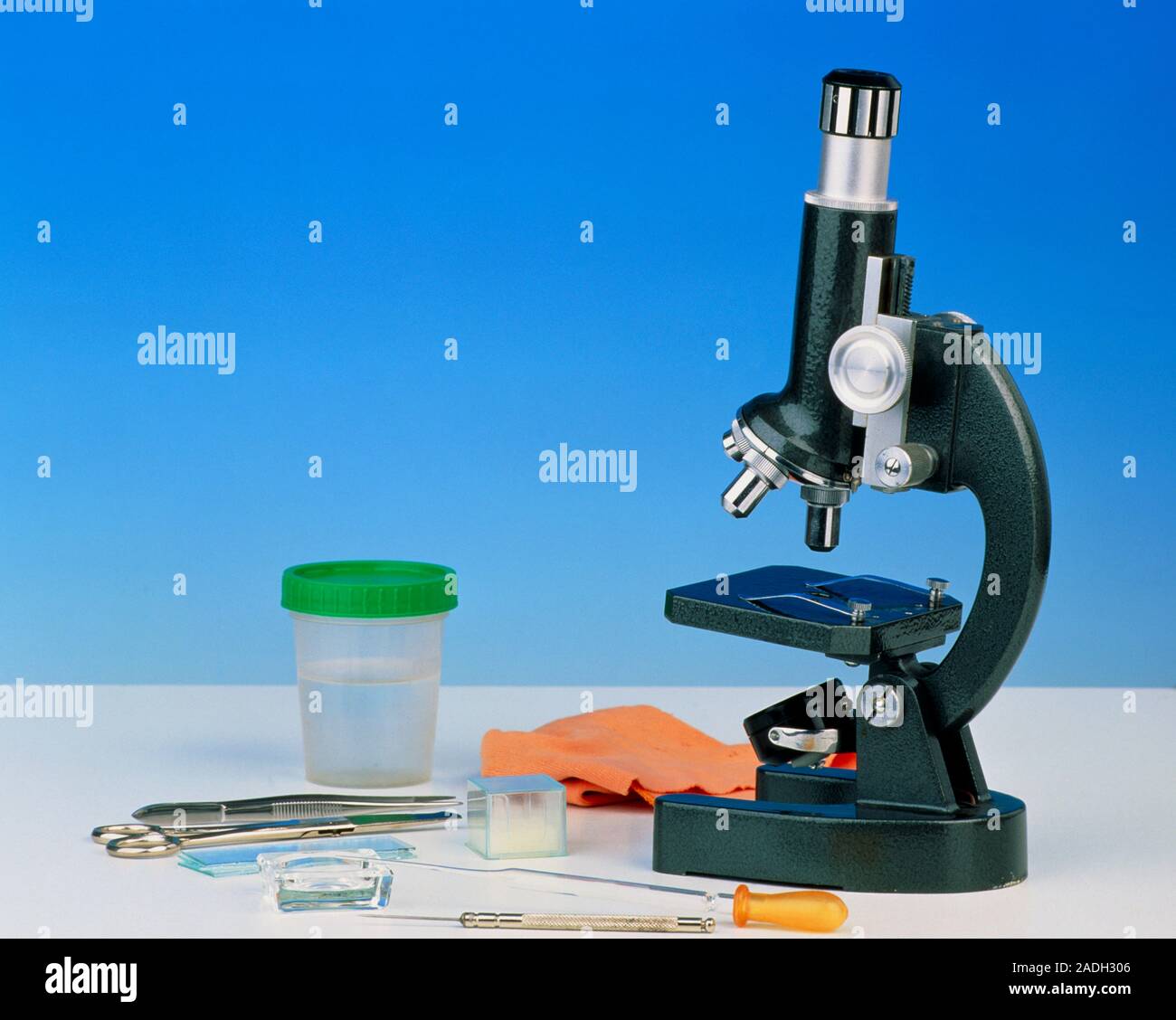 Microscope. An optical (light) microscope with various laboratory ...