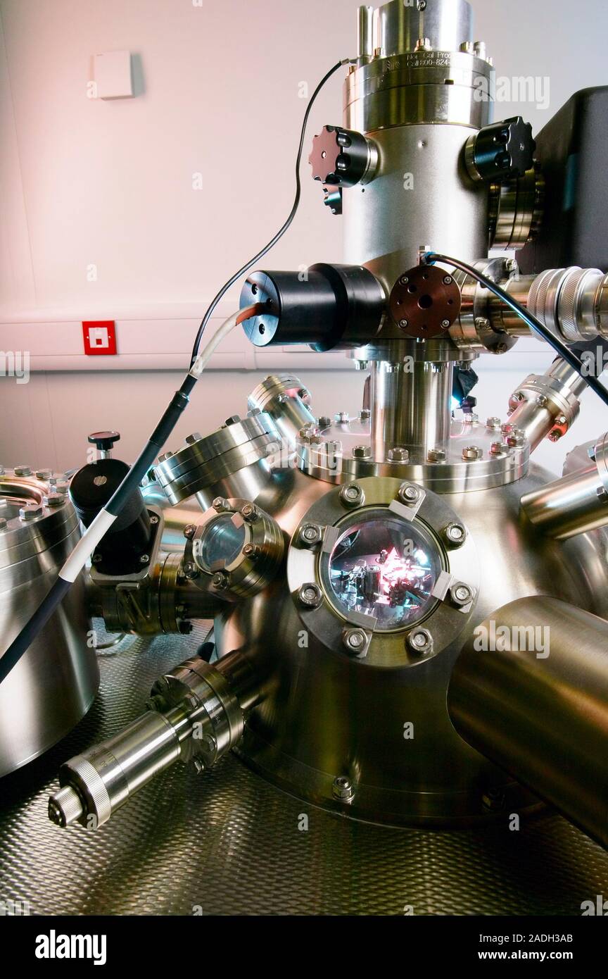 Ultra-high vacuum nanoprobe. Central sample area for a UHV (ultra-high ...