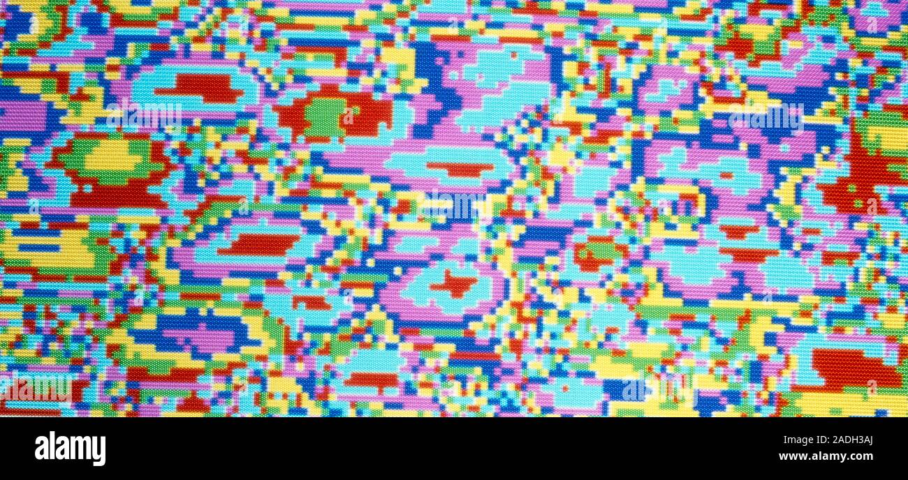 False-colour scanning tunnelling microscope (STM) image of a platinum ...