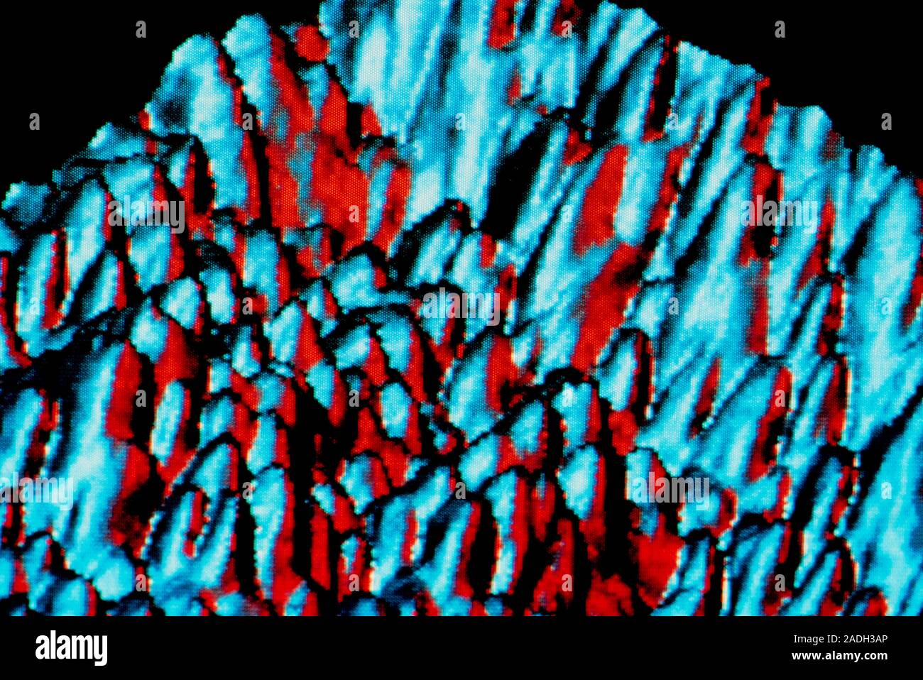 Scanning tunnelling micrograph of barium titanate crystals. The ...