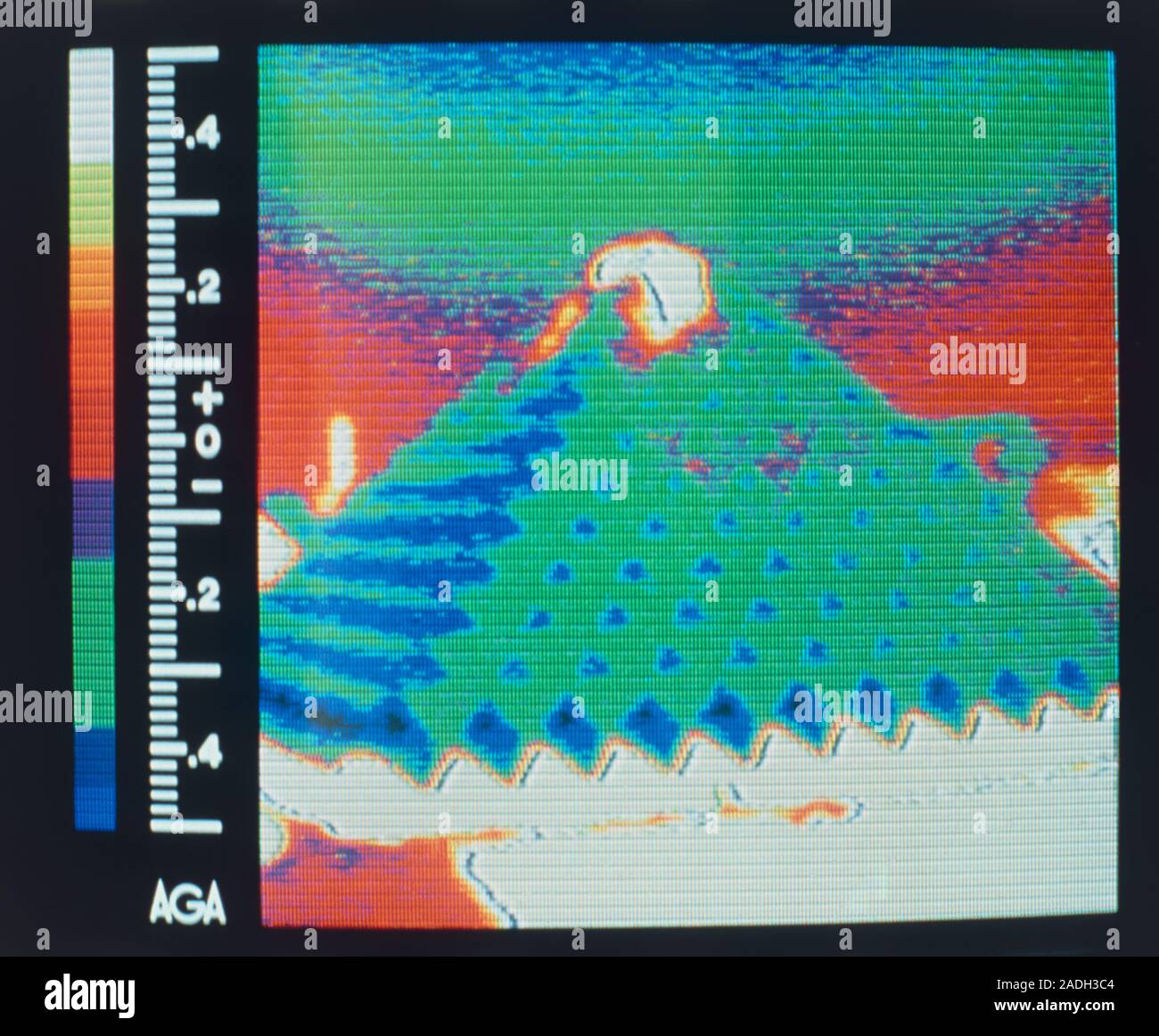 Thermogram of a pyramid-shaped leisure centre in Milton Keynes, England ...