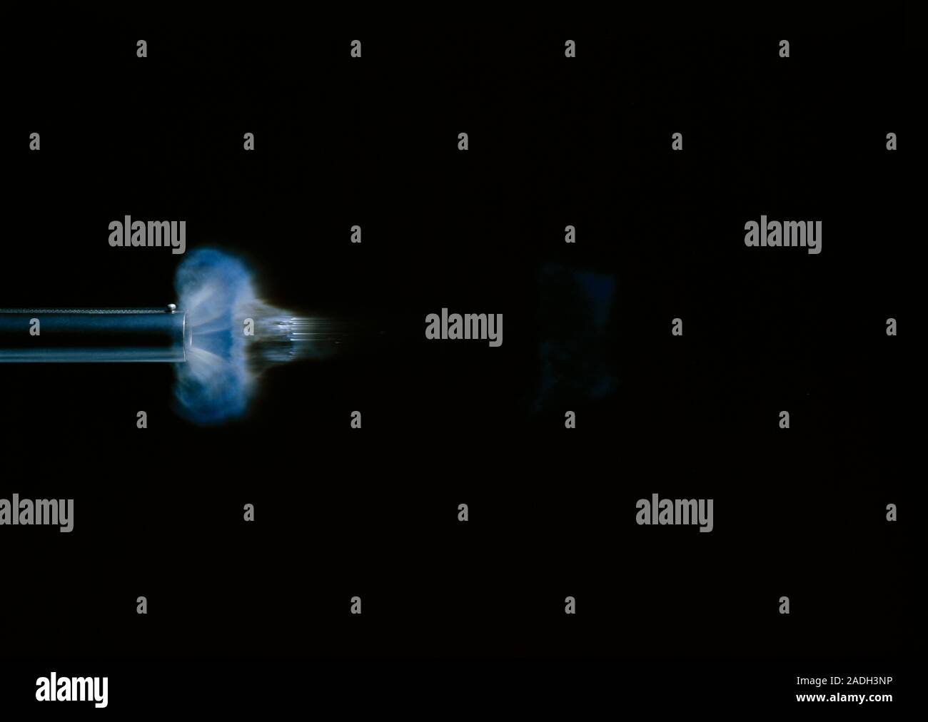 High speed photograph of a cartridge following discharge from the ...