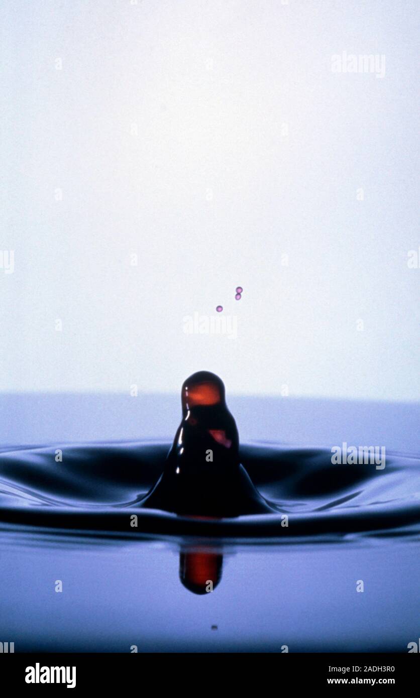 High speed photograph of a column of water, being formed following the ...