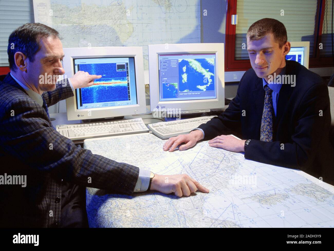 Nostradamus radar system. Richard Finck (left), director of the ...