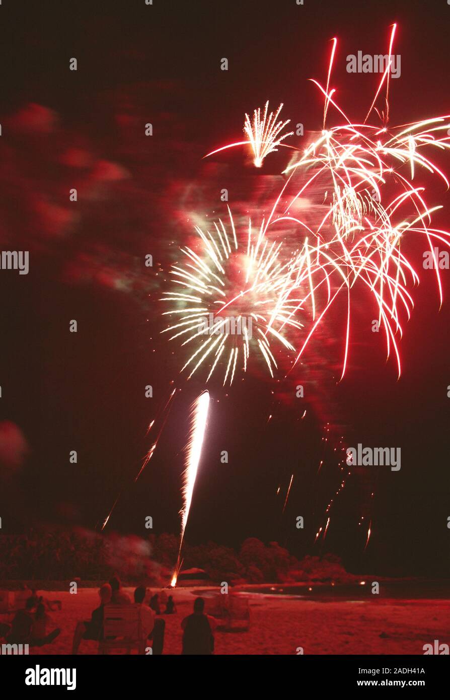 Fireworks. People watching an aerial firework display Stock Photo - Alamy