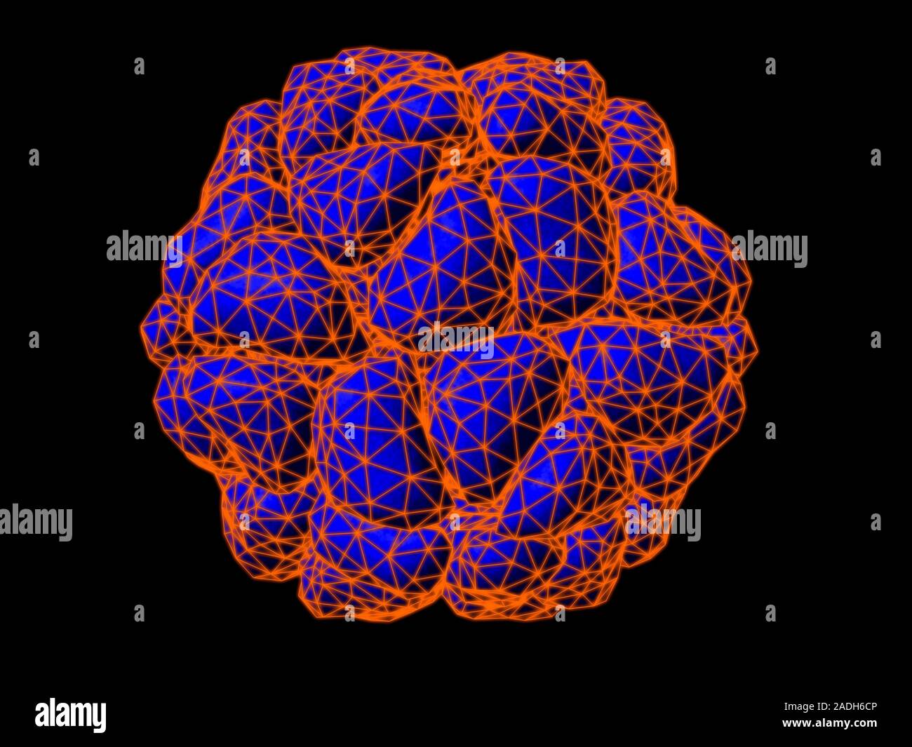 Satellite tobacco necrosis virus, computer artwork. A satellite virus ...