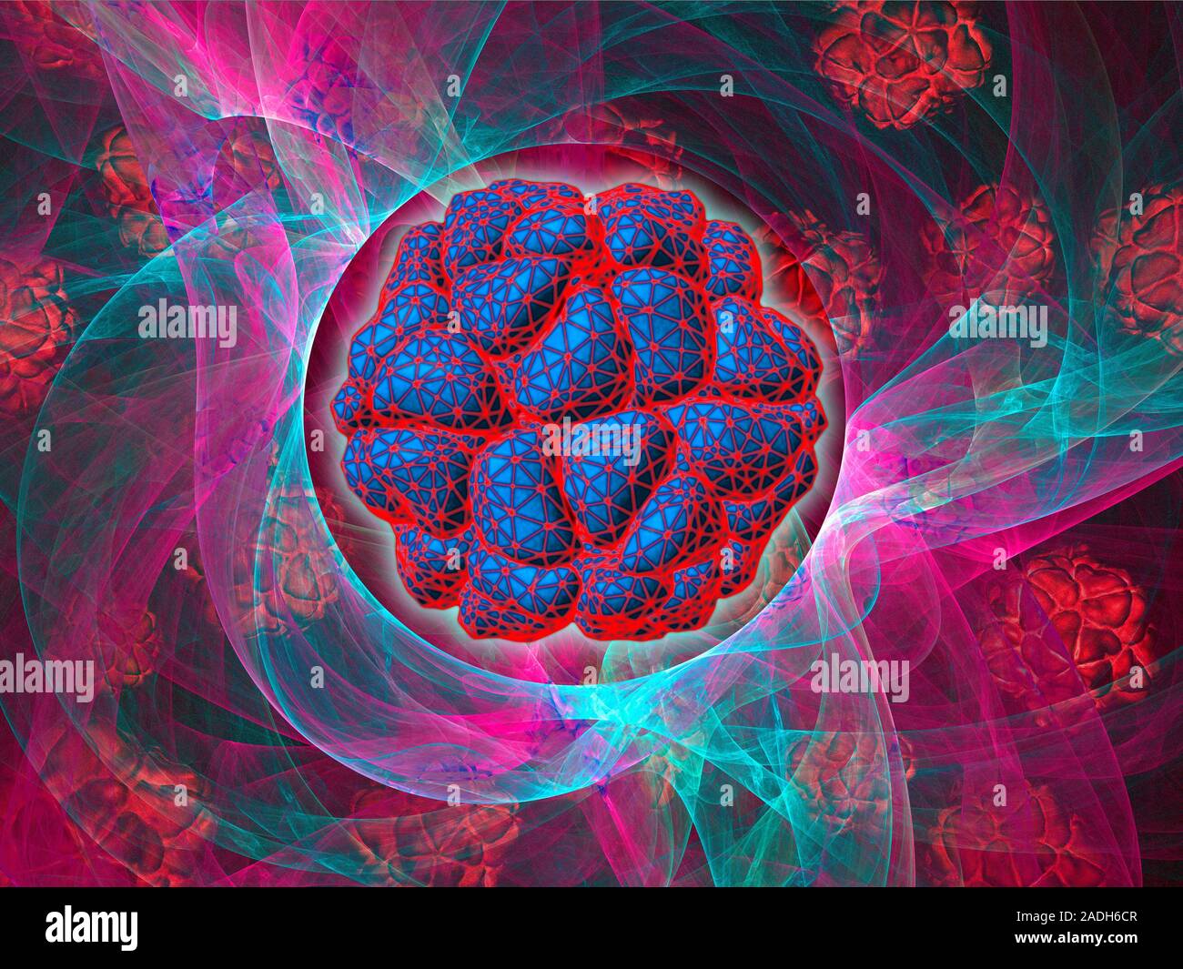 Satellite tobacco necrosis virus, computer artwork. A satellite virus ...