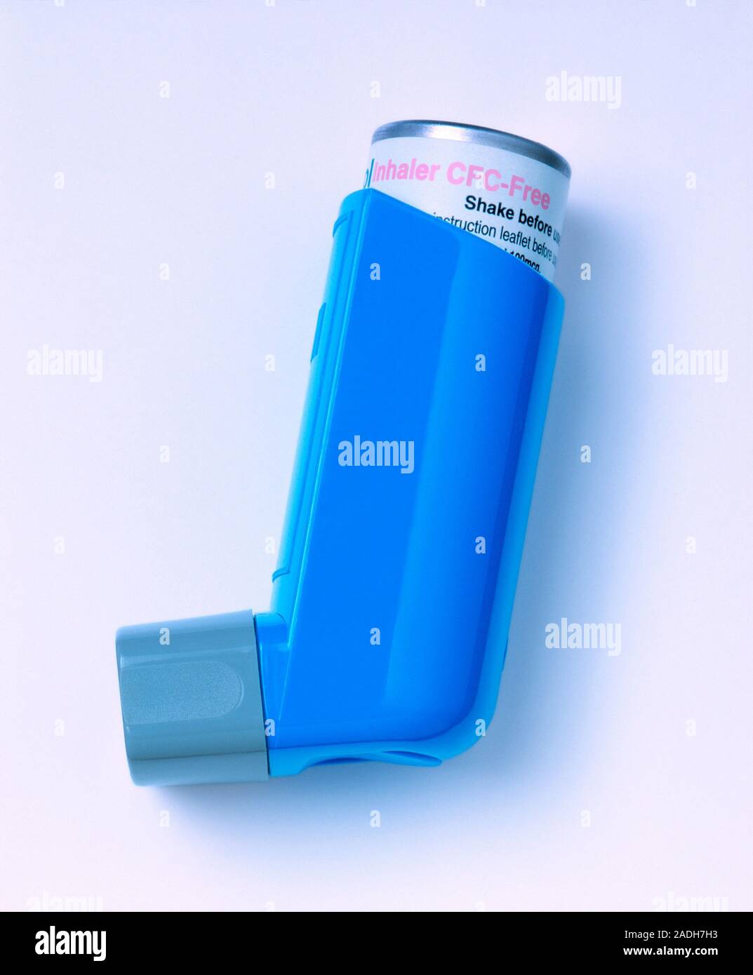 Asthma inhaler. This is a pump which dispenses a bronchodilator drug to ...