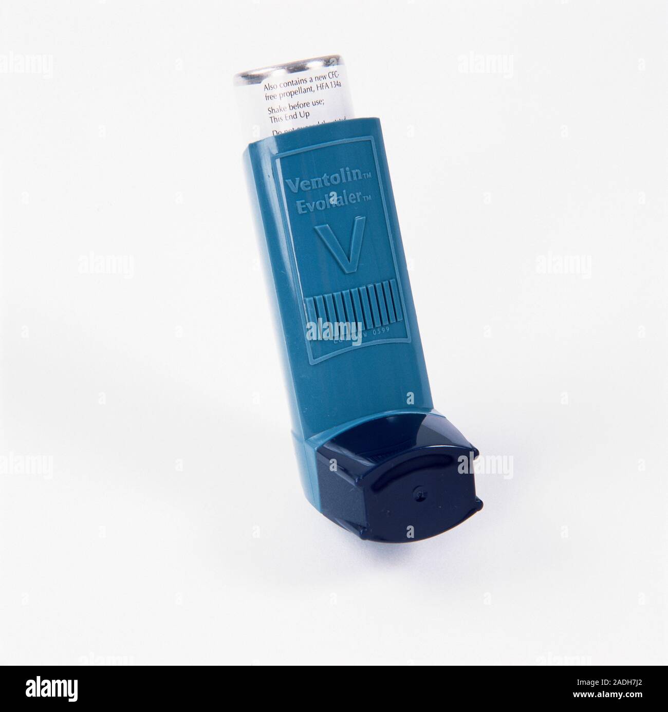Asthma inhaler. This pump dispenses a bronchodilator drug to relieve ...