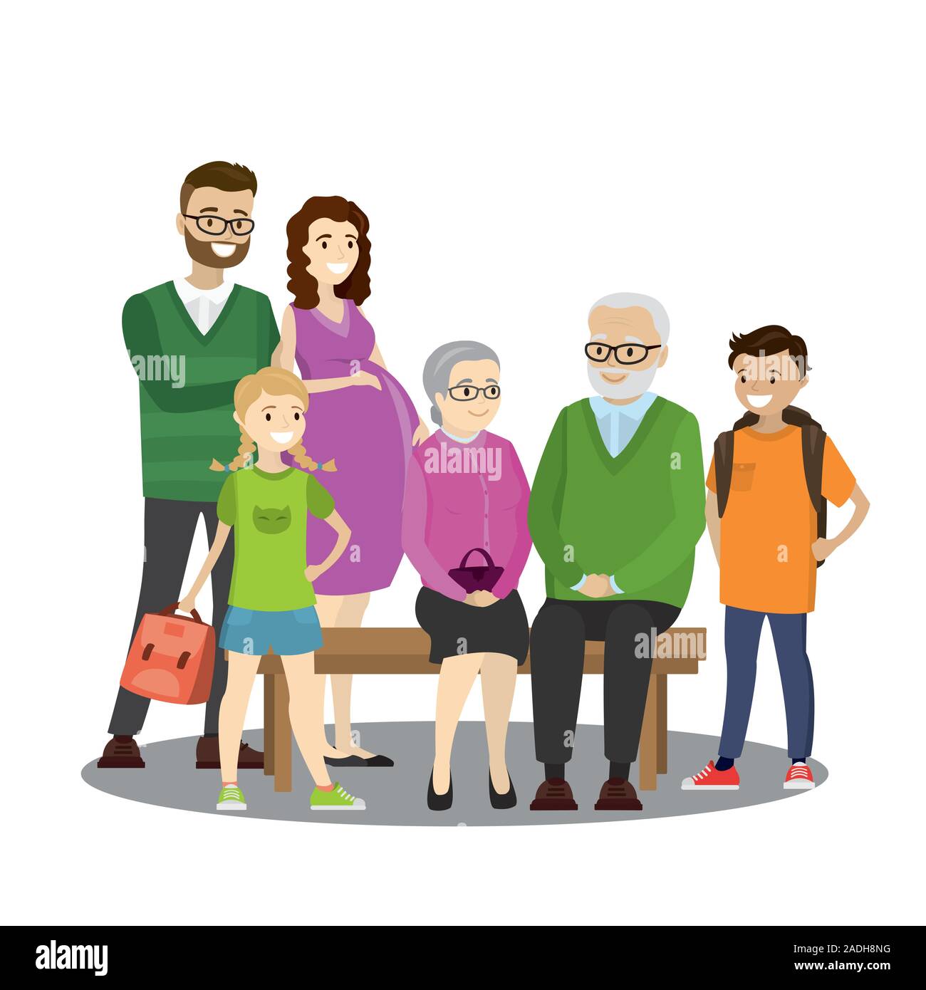 Big cartoon family,isolated on white background,vector illustration ...