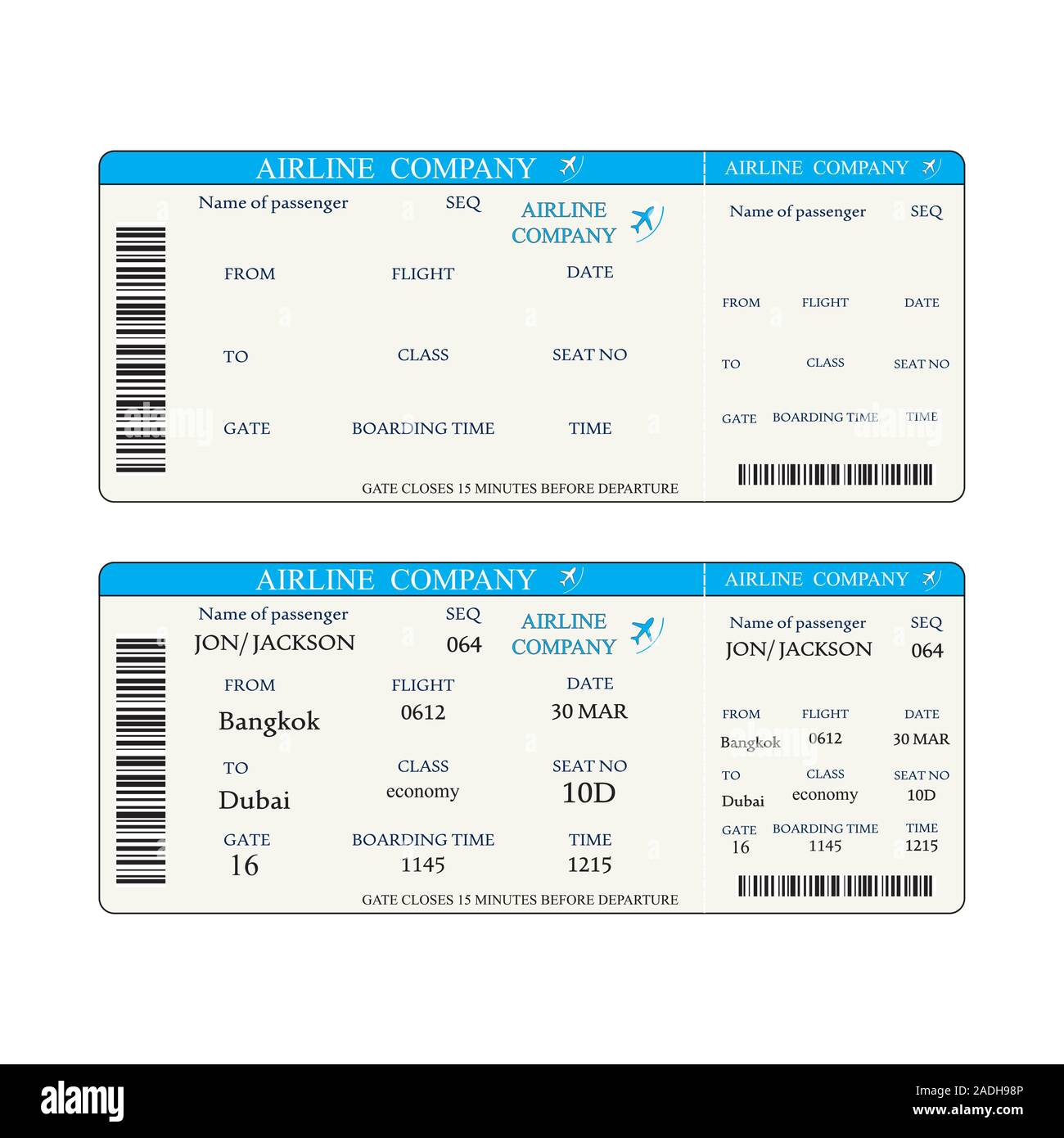 Boarding pass template,flat vector illustration Stock Vector Image ...