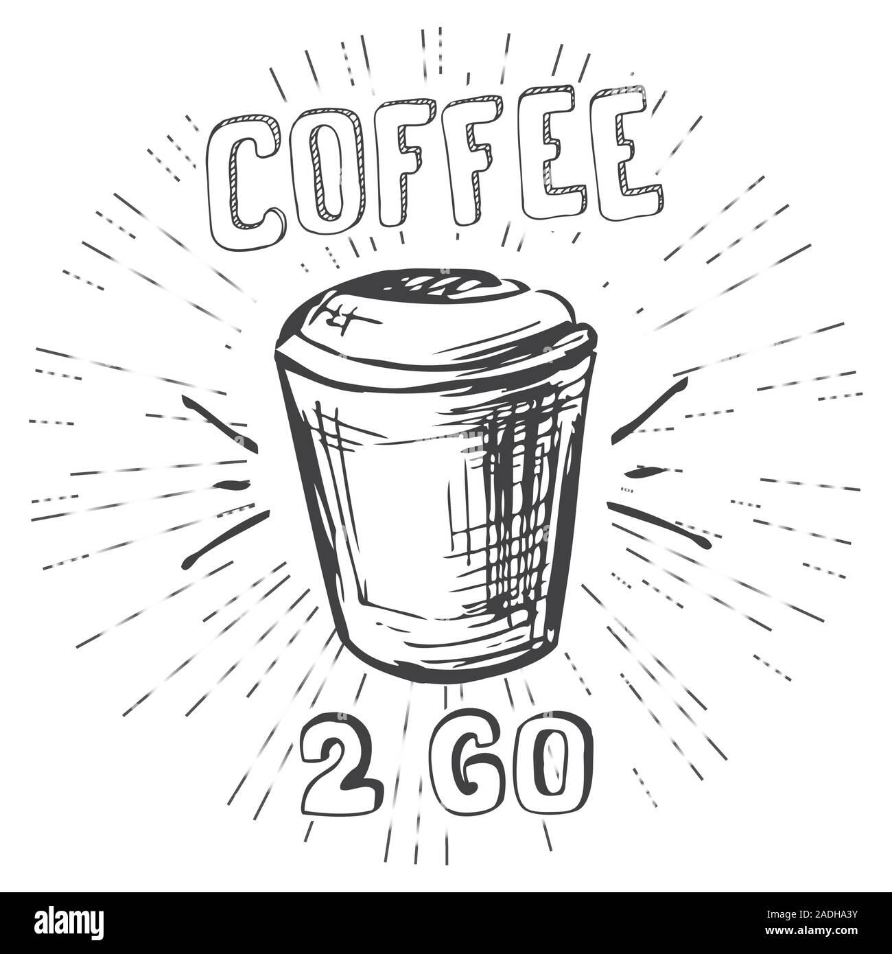 Coffee to go,hand drawn doodle background or banner,vector illustration ...