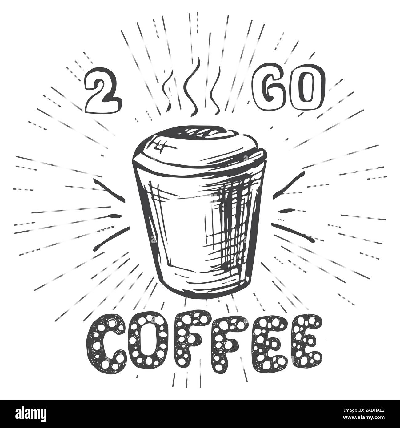 Coffee to go,hand drawn doodle background or banner,vector illustration ...
