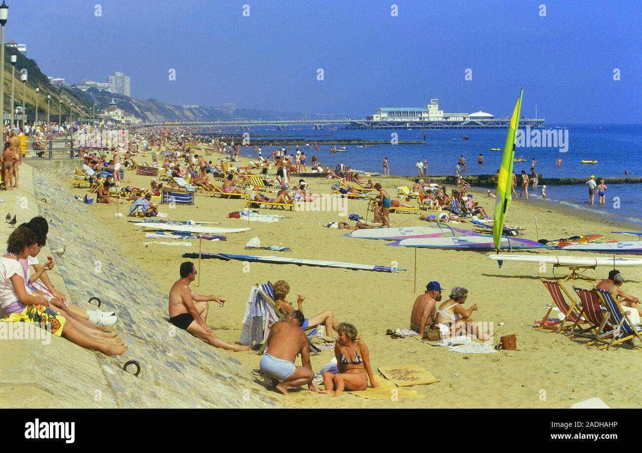 Bournemouth beach, Dorset, England, UK. Circa 1980's Stock Photo - Alamy