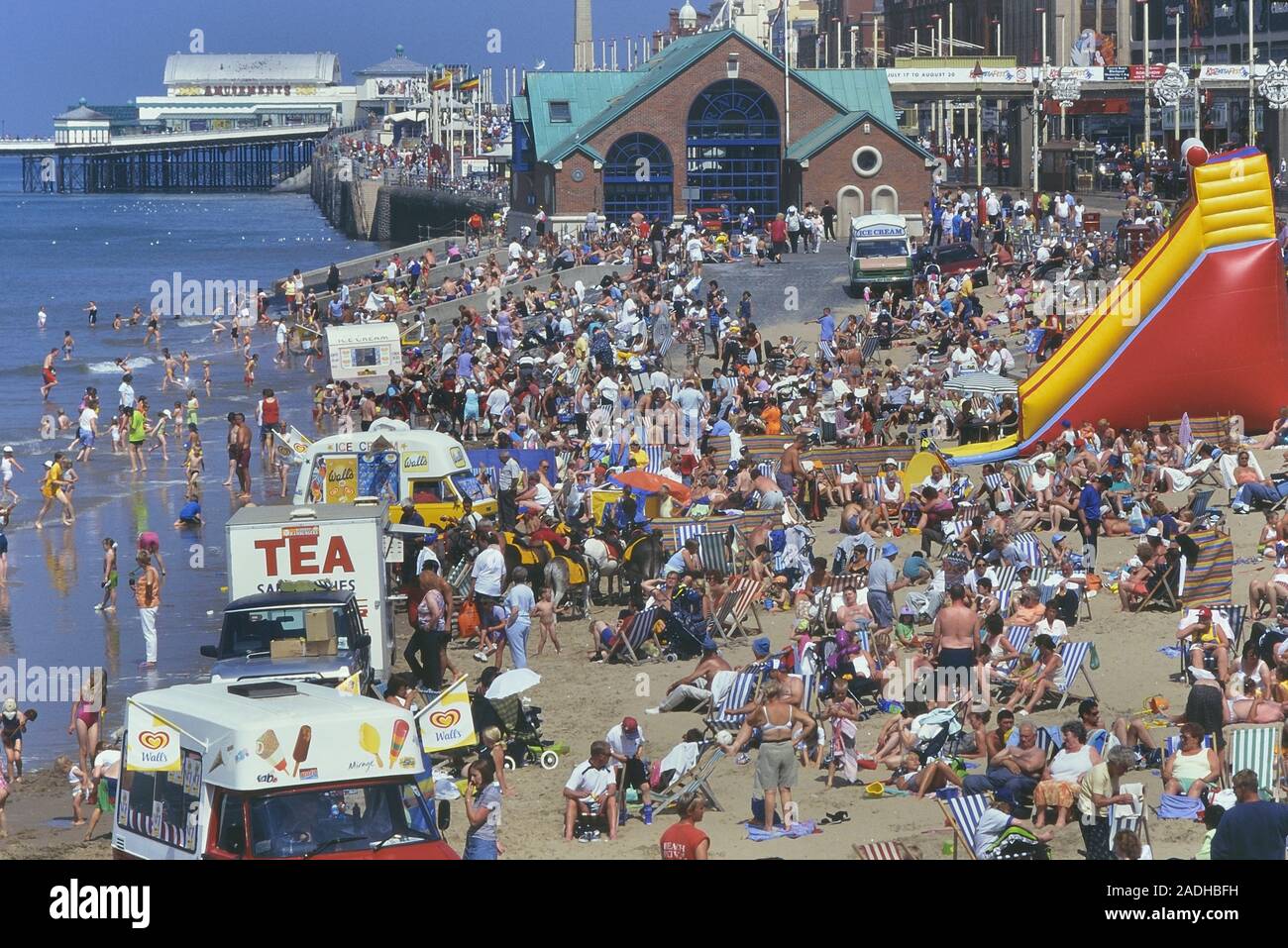 Crowded beach at Blackpool. Lancashire. UK Stock Photo - Alamy