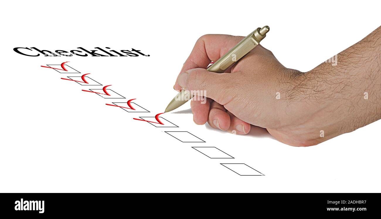 Man filling Check list Stock Photo - Alamy