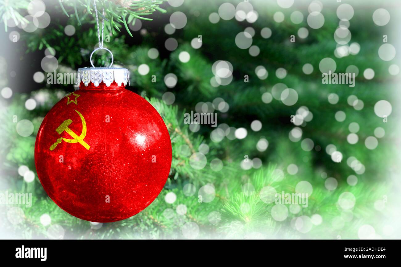 Christmas and New Year background with a flag of USSR Stock Photo - Alamy