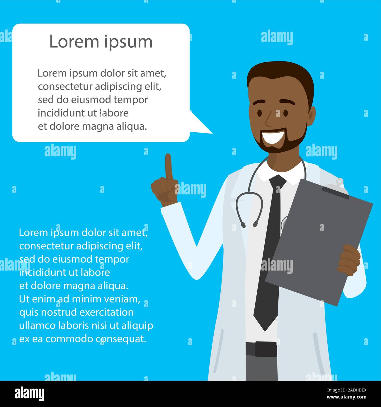 Cartoon african american doctor with speech bubble, stock vector ...