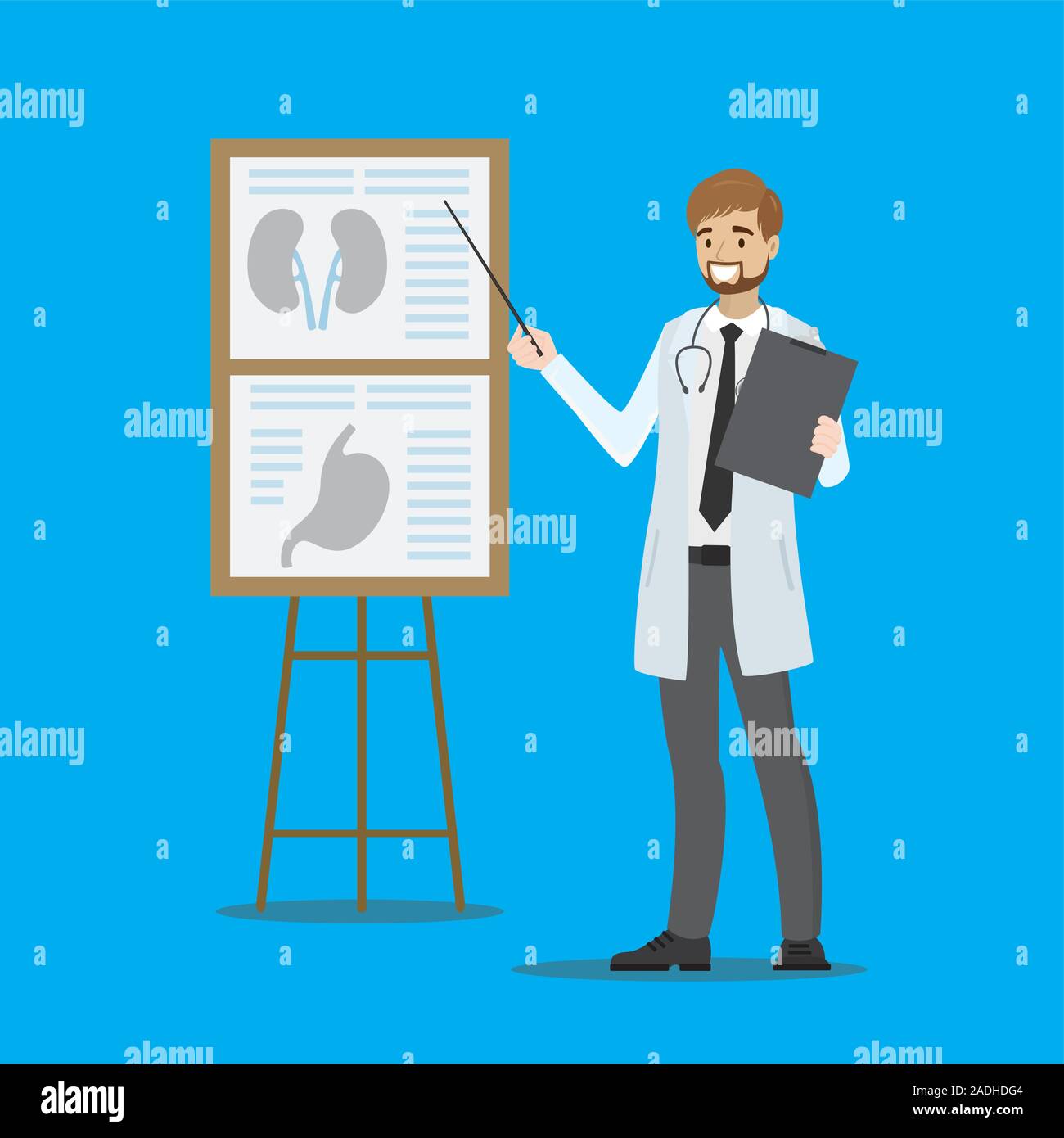 cartoon doctor with presentation stand, stock vector illustration Stock ...