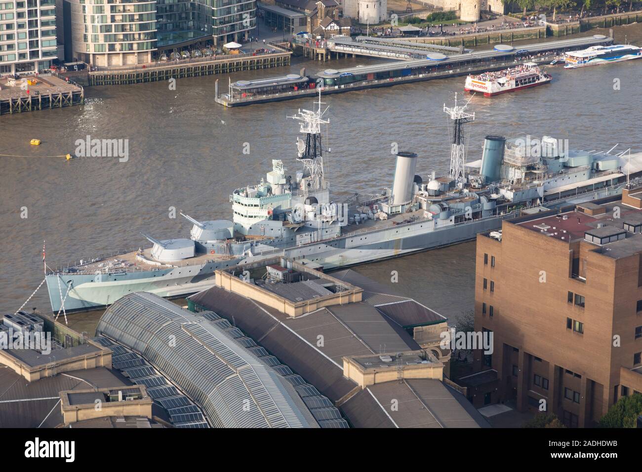 imperial war museum battleship, HMS Belfast, moored in the Pool of ...
