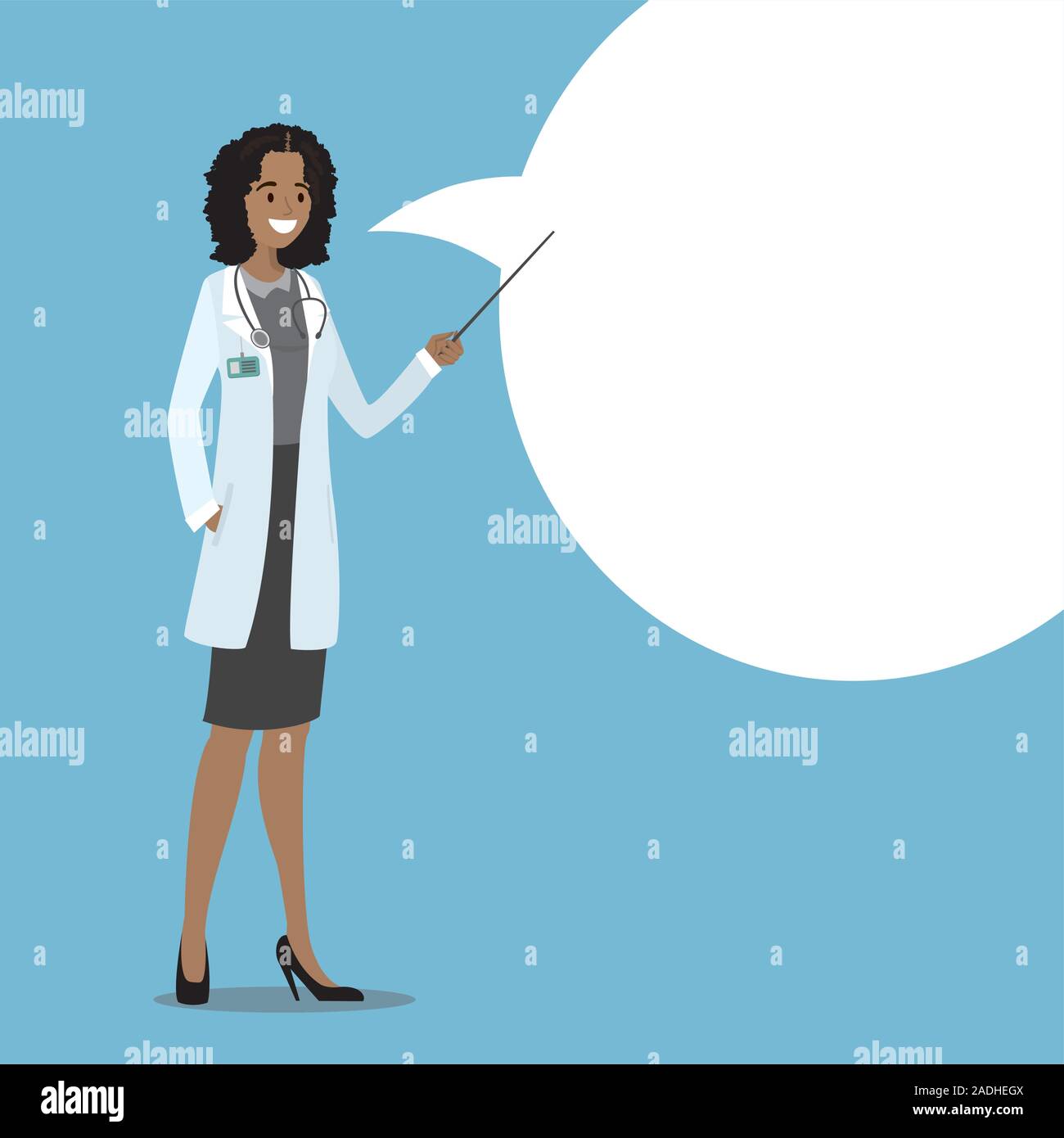 cartoon african american doctor with speech bubble, stock vector ...