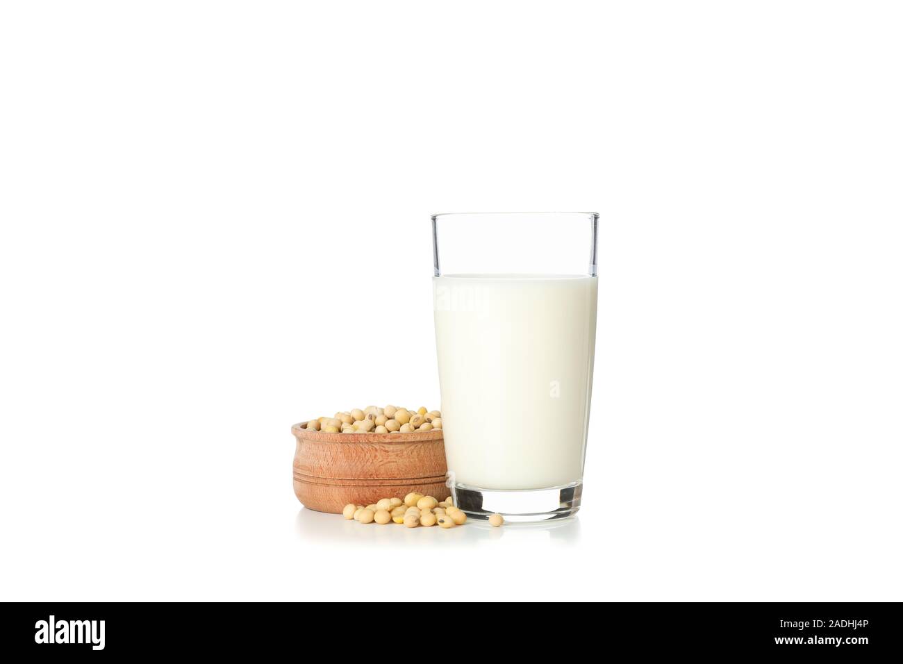 Glass soy milk and soybeans isolated on white background Stock Photo ...