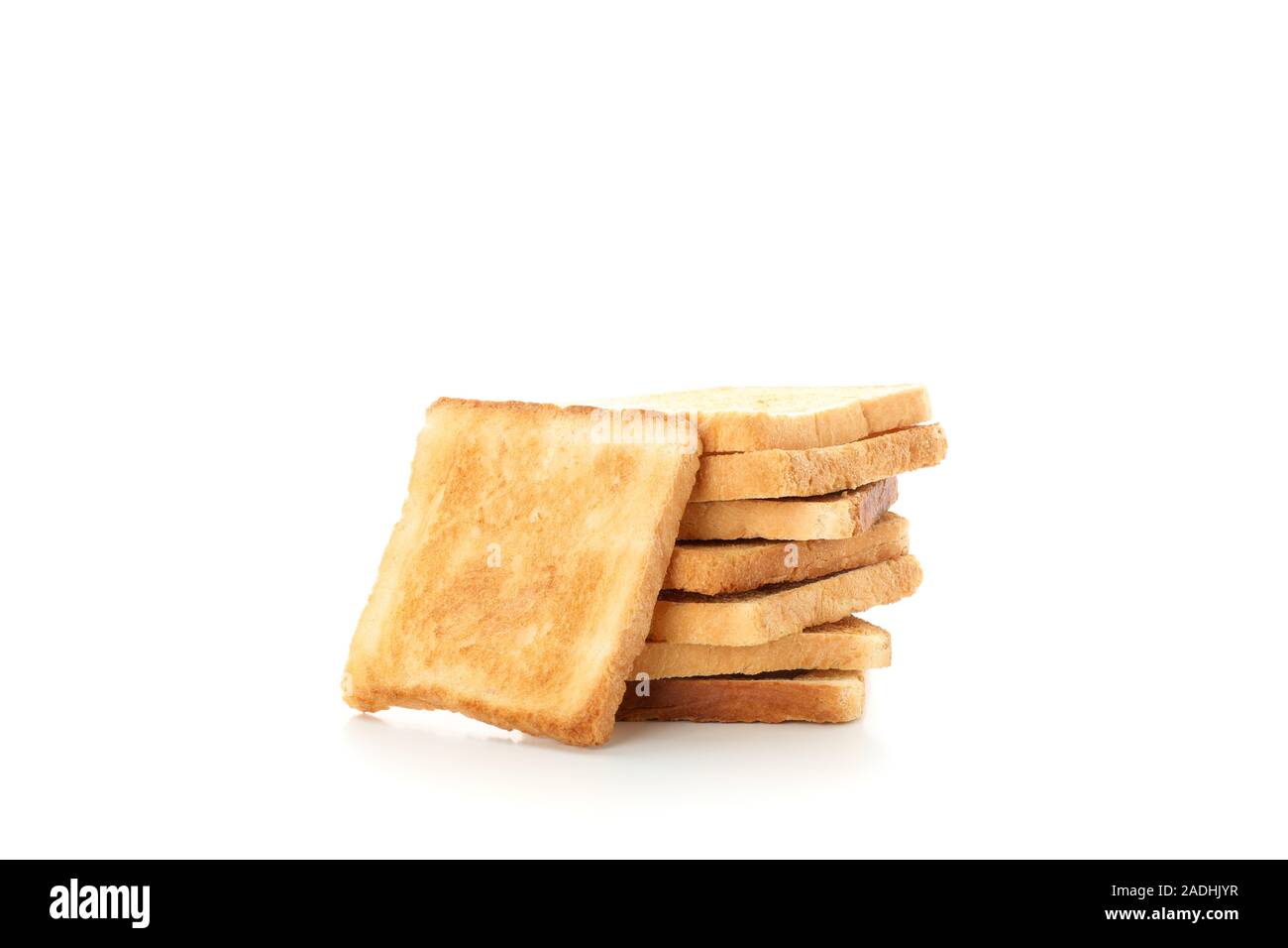 Stack of slices of bread toasts isolated on white background Stock ...
