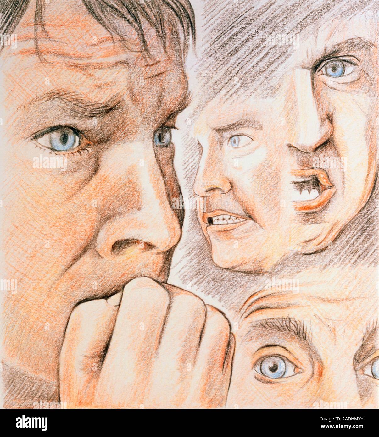 Illustration of a nervous crisis. These sudden episodes of shouting ...
