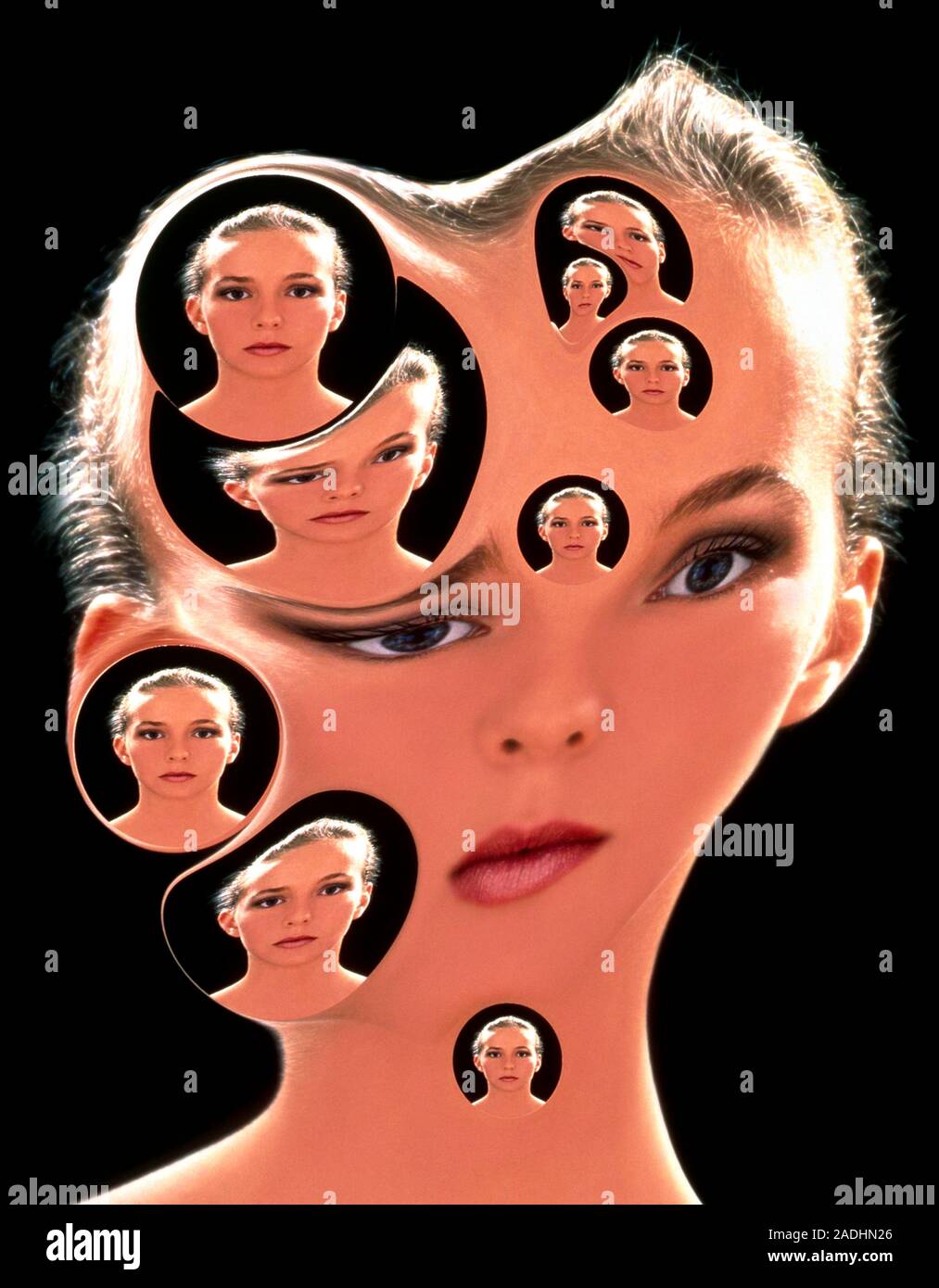 Multiple personality disorder. Abstract computer image depicting a ...