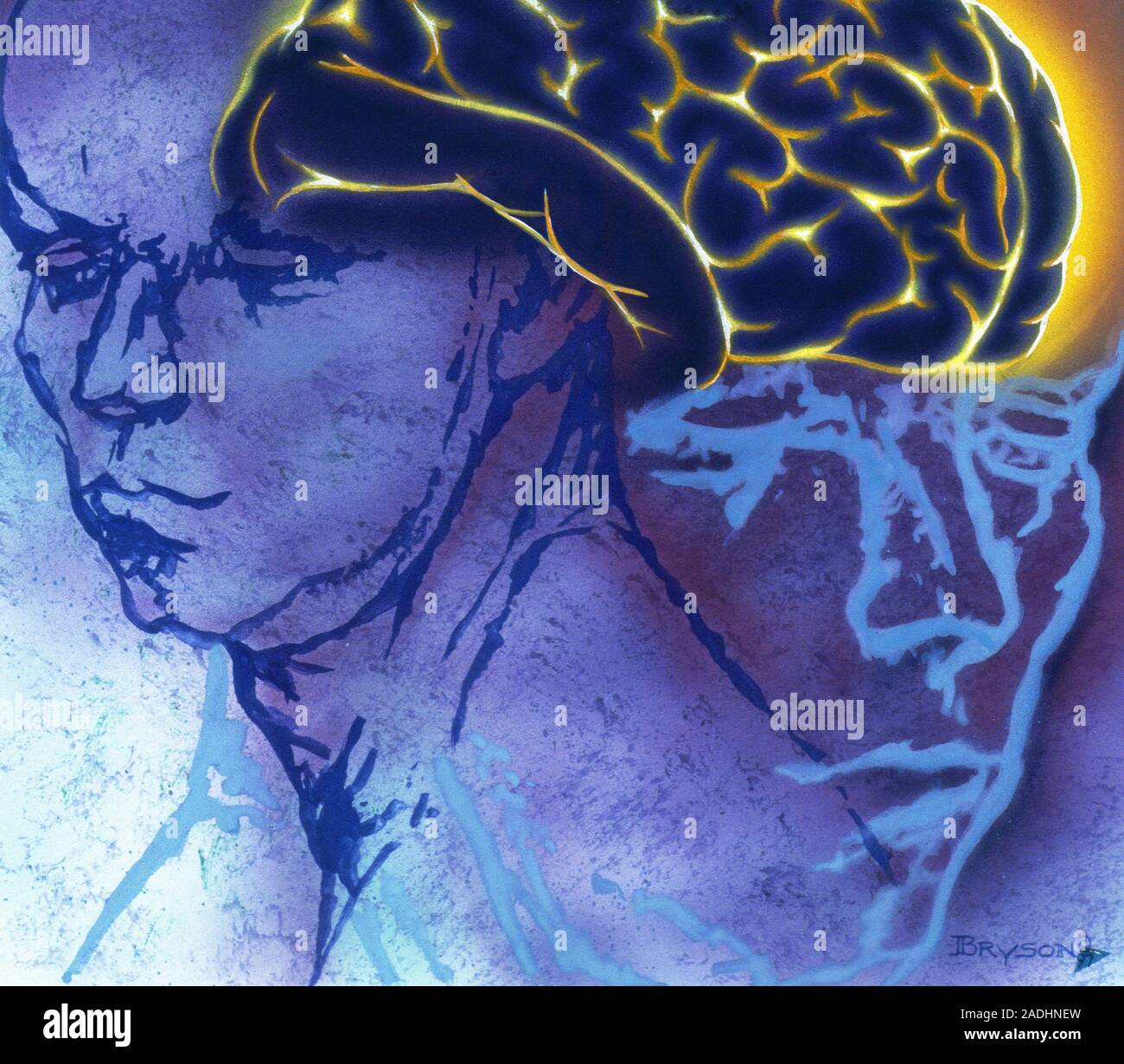 Split personality conceptual artwork. This may represent a split ...