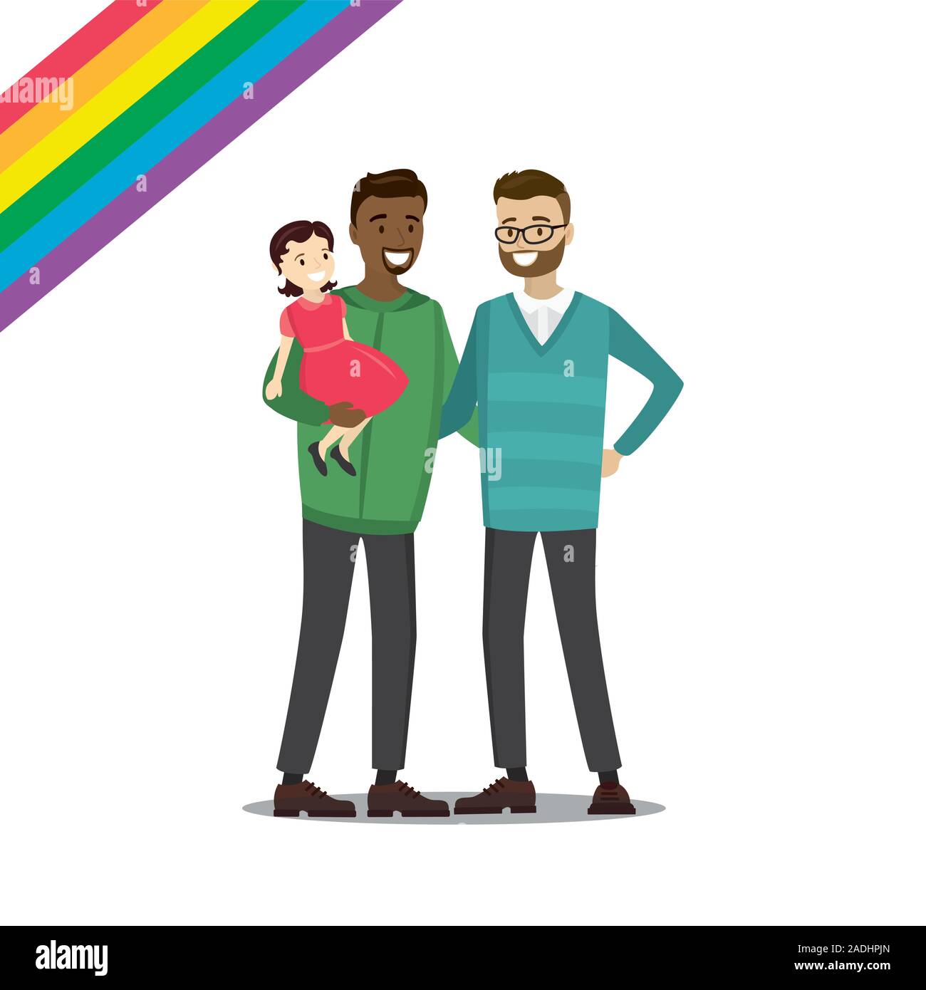Gay multicultural couple. The gay family of two men and little daughter ...