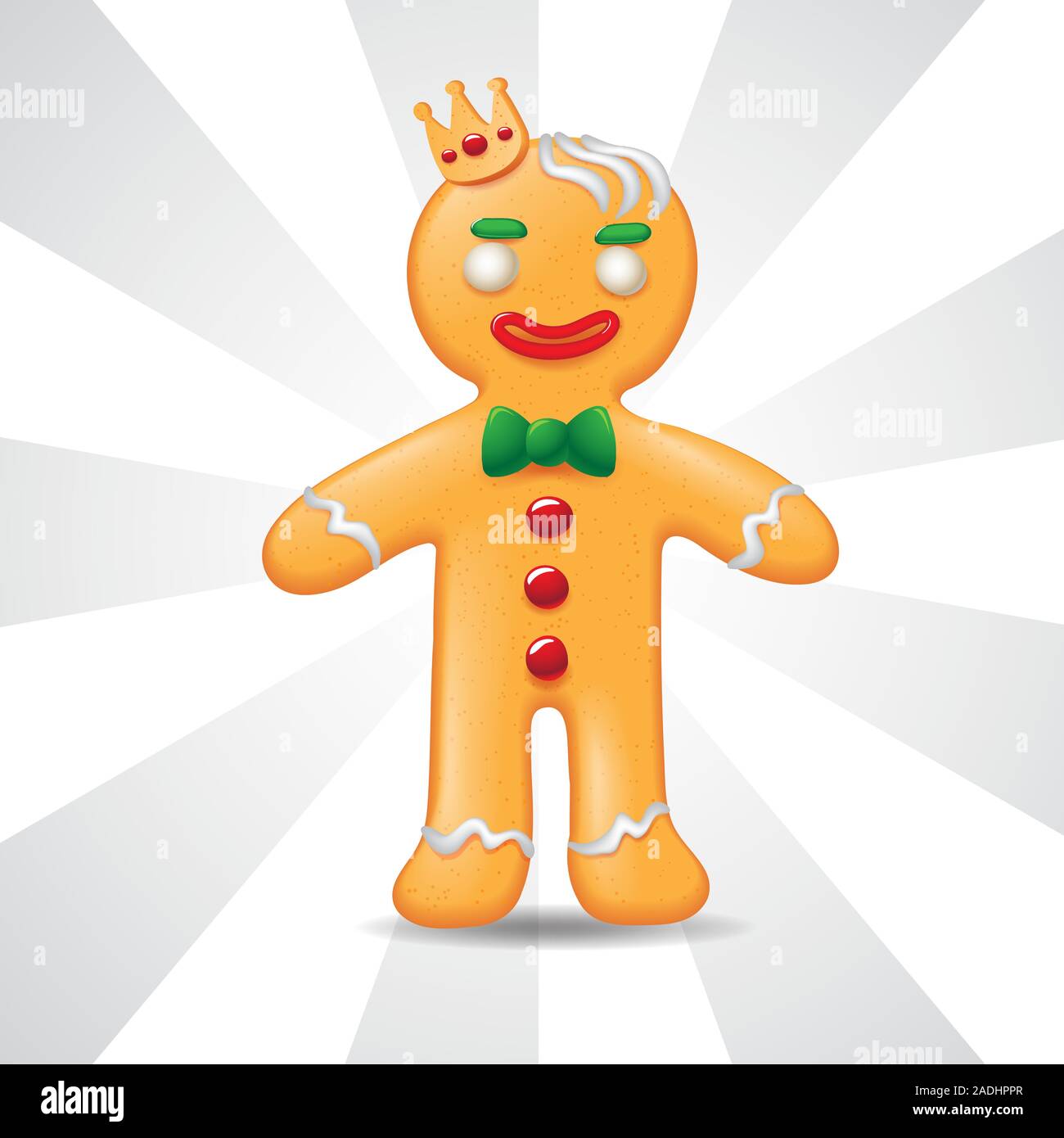 Gingerbread man Christmas cookie character isolated on white. Vector ...